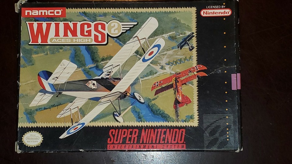 SNES Wings Aces High Game w/Original Box Super Nintendo Game Free ...