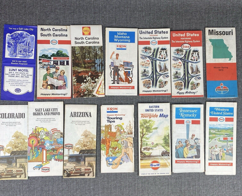 Lot of 13 Vintage Shell Road Maps 1970s United States Shell, Exon, Esso ...