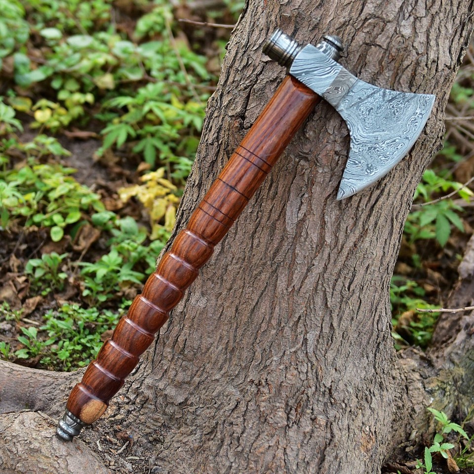CUSTOM Hand FORGED DAMASCUS STEEL Smoking Pipe VIKING CAMPING TOMAHAWK ...