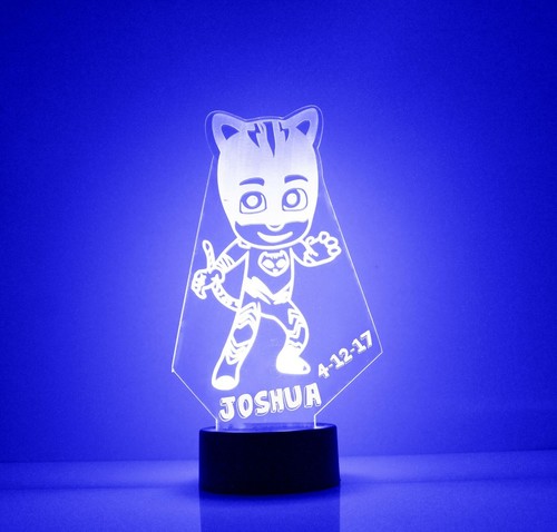 PJ Masks Catboy Engraved LED Night Light, with Remote Control, Kids Rom ...