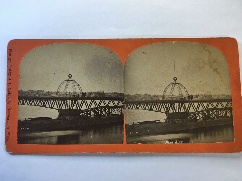 1880s Boston Walking Bridge and Large Lightening Rod Stereoview C40-2 ...