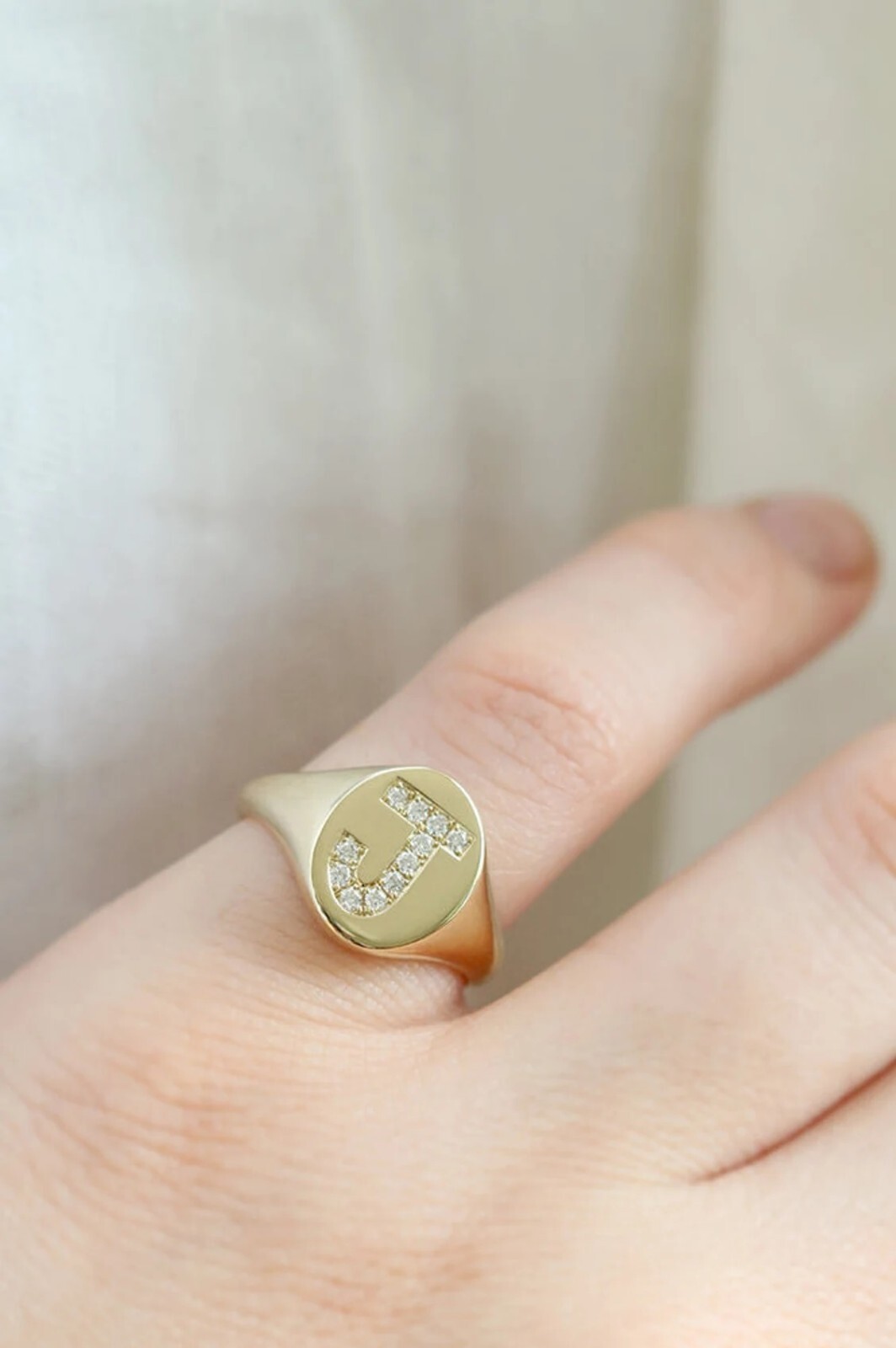 14K Gold Diamond Personalized Initial Ring - Diamond Custom Initial ...