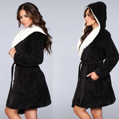 NWT Be Wicked Janet Plush Robe with Sherpa lined hood S/M, L/XL | eBay