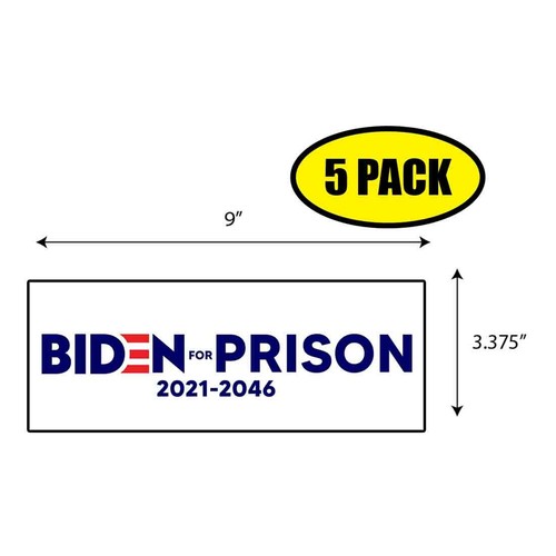 5 PACK 3.37"x 9" BIDEN FOR PRISON Sticker Decal Gift MAGA Trump BS0225 ...