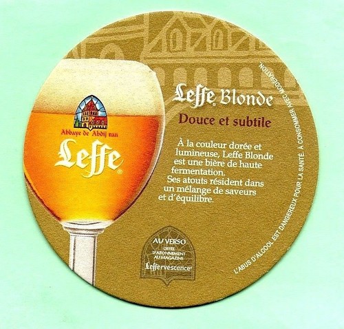 SOUS-BOCK Bière LEFFE BLONDE coaster bierdeckel beermat | eBay