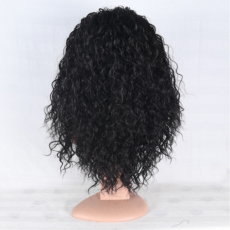 24 Inch Women Long Black Deep Wave Curly Wig Headband Wigs Synthetic ...