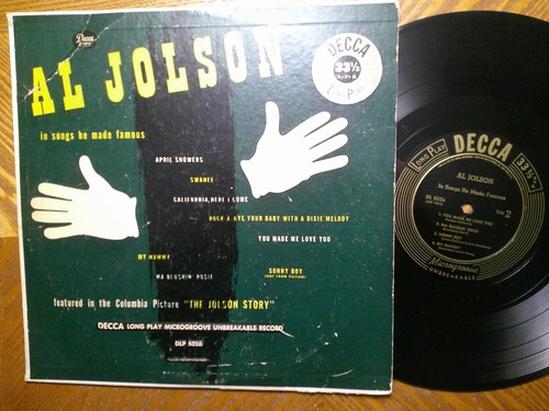 DECCA 10" 33 LP RECORD DLP 5026/ AL JOLSON/ IN SONGS HE MADE FAMOUS/VG+ ...
