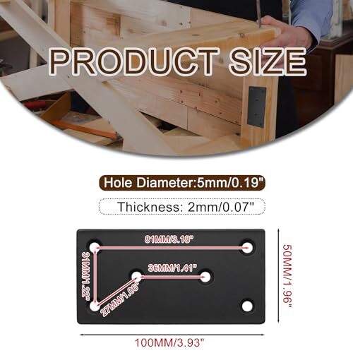 4 Pcs 100mm x 50mm Black Flat Mending Plates with Screws Stainless ...