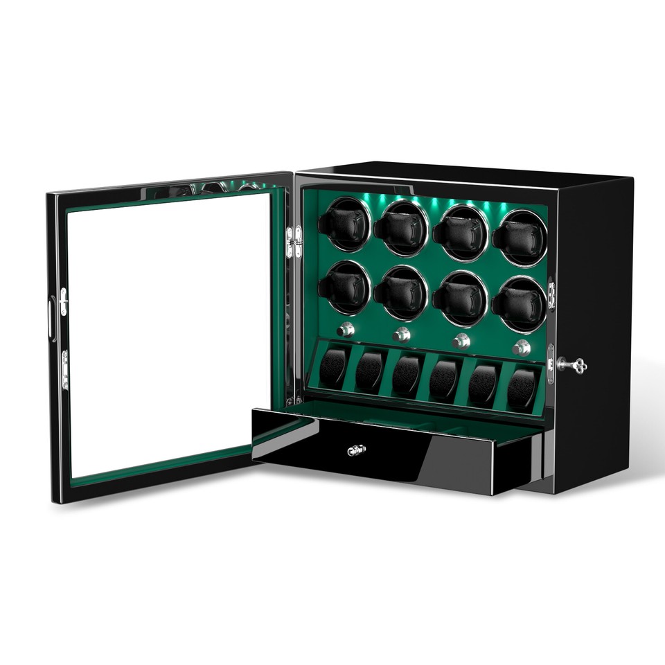 New Compact LED Automatic 8 Watch Winder With 6 Watches Display Storage ...