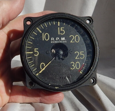 Vintage Military Airplane & Helicopter Electric RPM Indicator Gauge ...