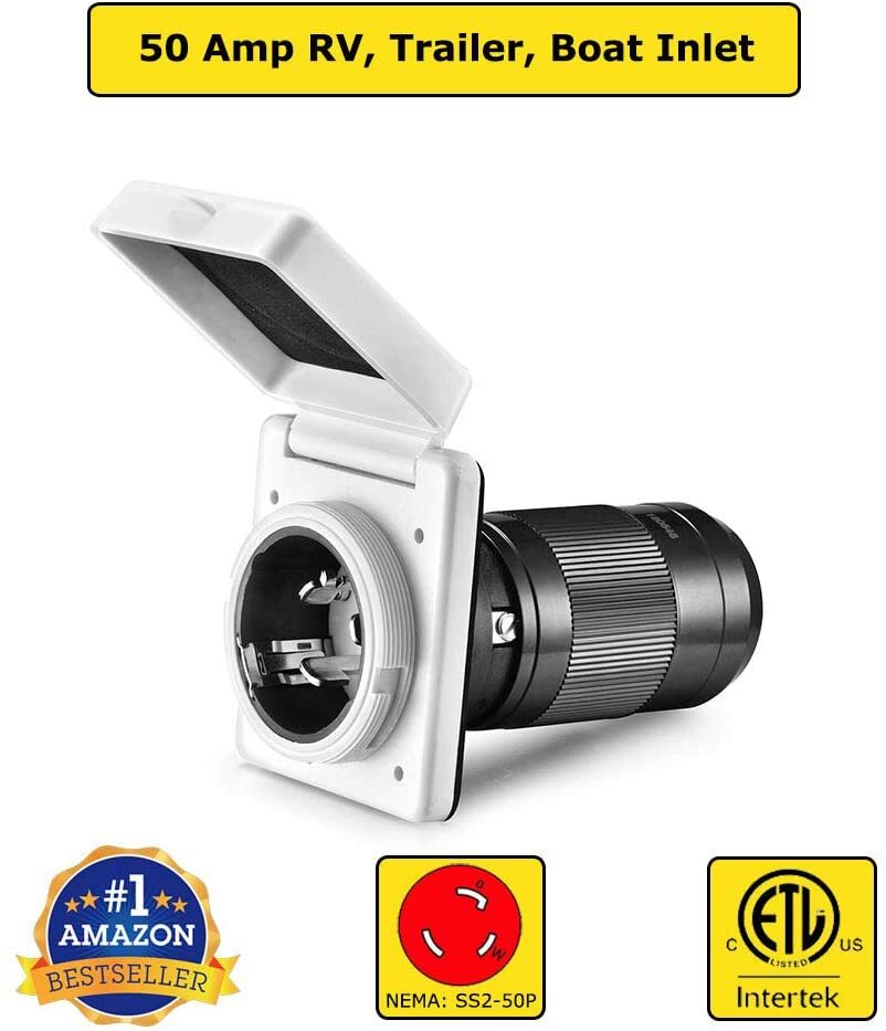 RV Power Twist Lock Plug Inlet 50 AMP Male Inlet Plug Connector ...