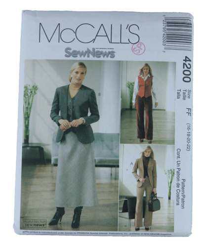 McCalls Sewing Pattern 4200 Petite Lined Jacket Vest Pant Bias Skirt ...