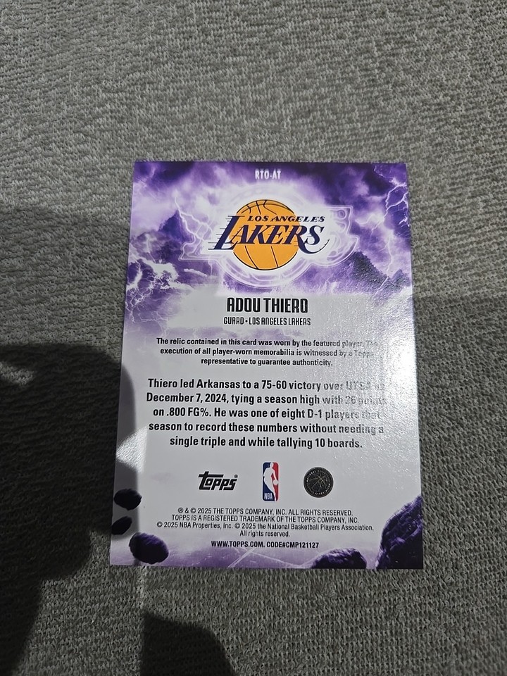 2025 Topps NBA Silver RC ADOU THIERO LAKERS ROOKIE PATCH | eBay
