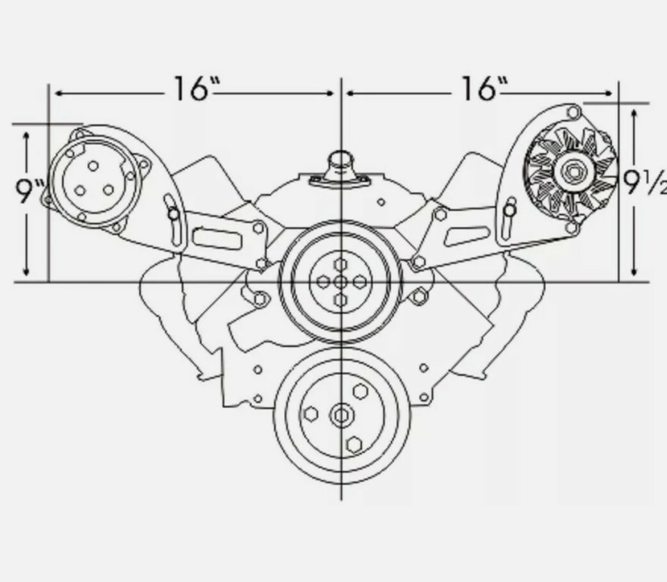 Alan Grove 308 Bracket Kit Set Alternator A/C Air Compressor SBC LWP 87 ...