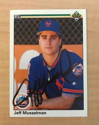 JEFF MUSSELMAN NEW YORK METS SIGNED AUTOGRAPHED 1990 UPPER DECK CARD ...