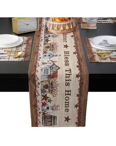 Farmhouse Table Runners 13x90inch , Rural Country Star for Kitchen ...