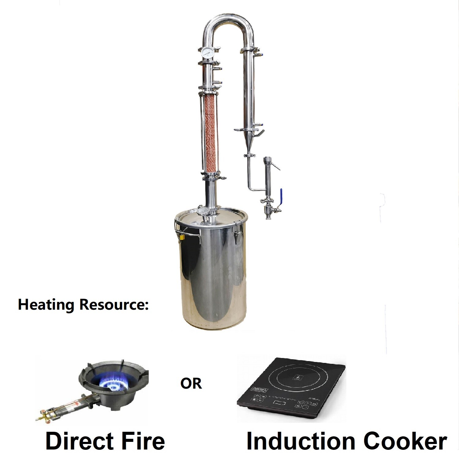 35L/65L StillMate 2-Inch Crystal Clear-SS Modularized Craft Distillery ...