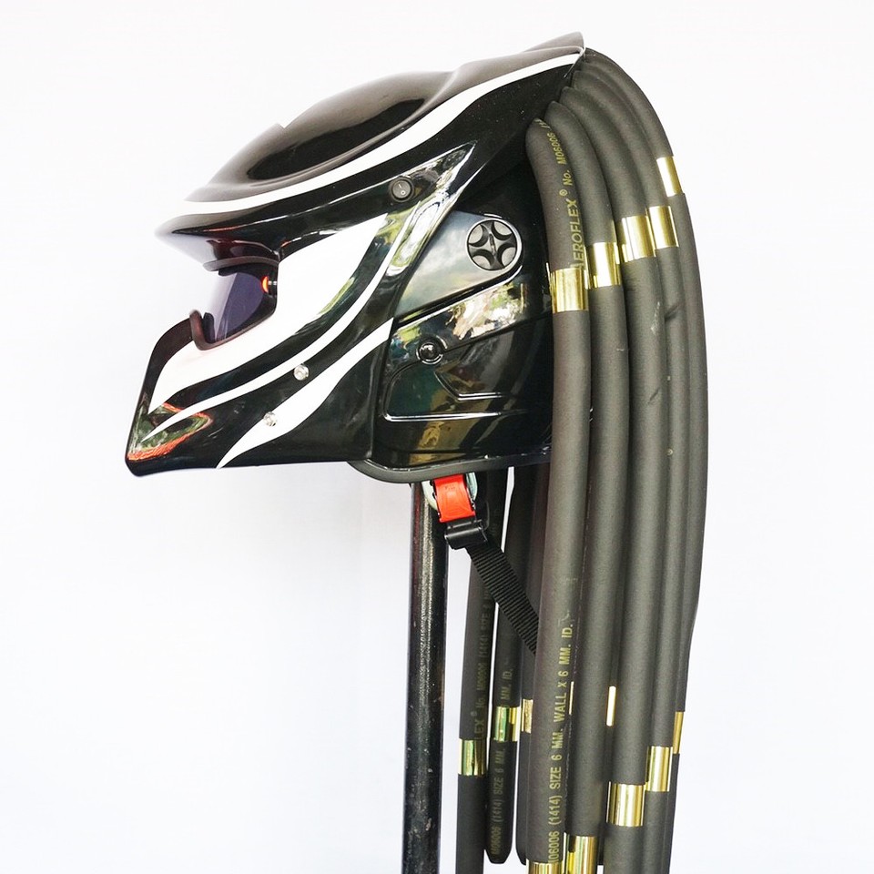 Predator Helmet Casco Motorcycle Costume Prop Mask Alien Glossy Black ...