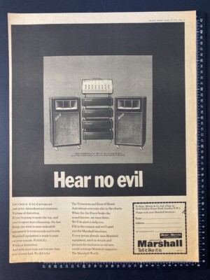 MARSHALL AMPS - HEAR NO EVIL - 1971 ADVERT POSTER A3 SIZE L122 | eBay