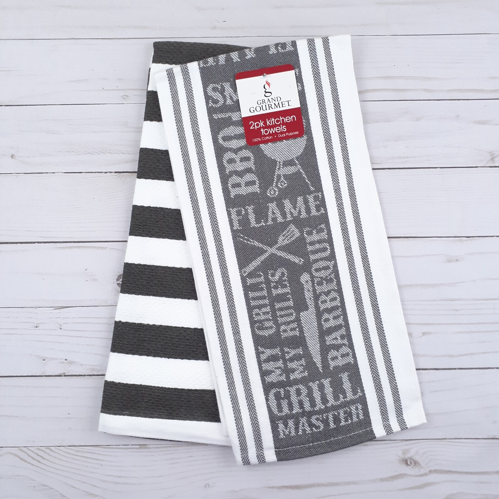 Grand Gourmet Kitchen Towels BBQ Grill Smoke Set of 2 | eBay