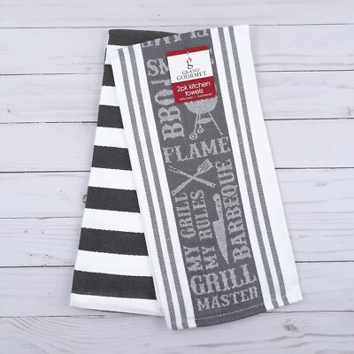 Grand Gourmet Kitchen Towels BBQ Grill Smoke Set of 2 | eBay