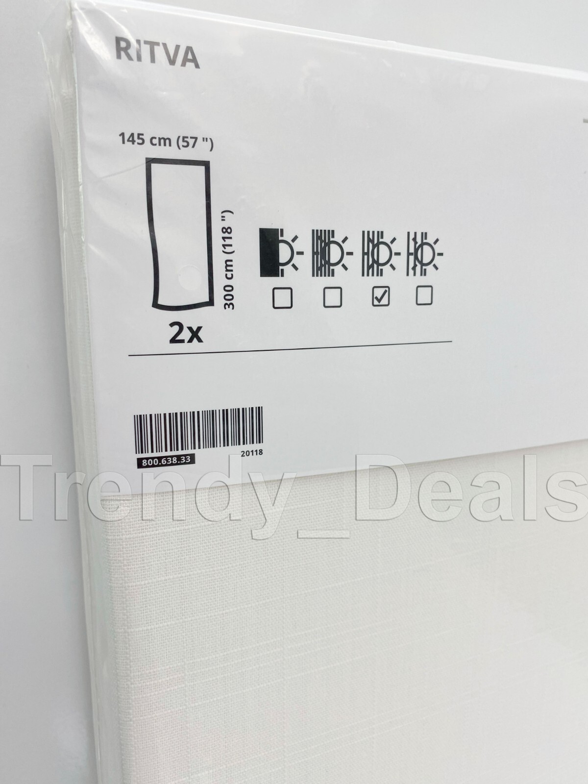 Ikea RITVA Curtains 4 Panels (2 pairs) 100% Cotton w/ Tie-Back 57" x ...