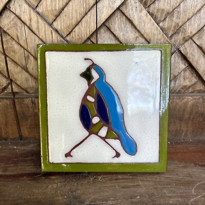 Vintage 1970s Glazed Terracotta Texeramics Partridge Bird Tile Kitchen ...