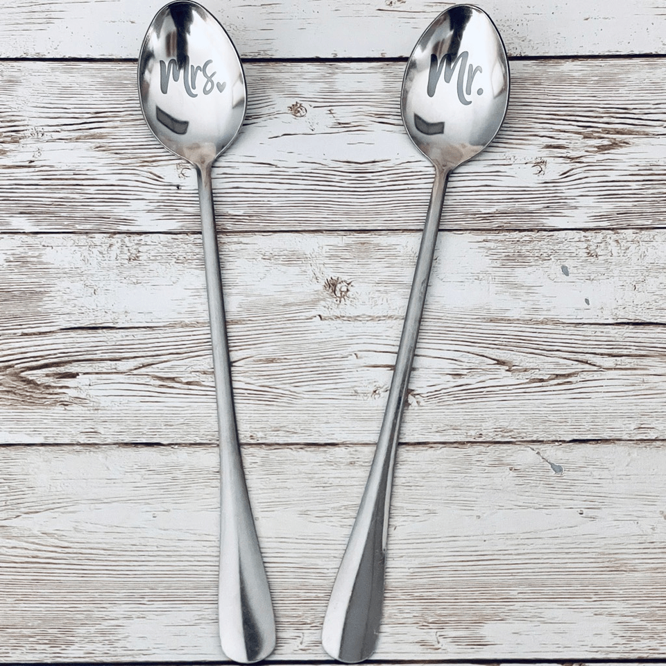 NWT 2 pc set Mr. & Mrs. Stainless Steel Spoons Anniversary,Valentine’s ...