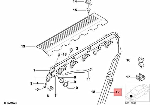 Genuine BMW E46 E83 Cabrio Compact Coupe Fuel Inlet Rail Hose OEM ...