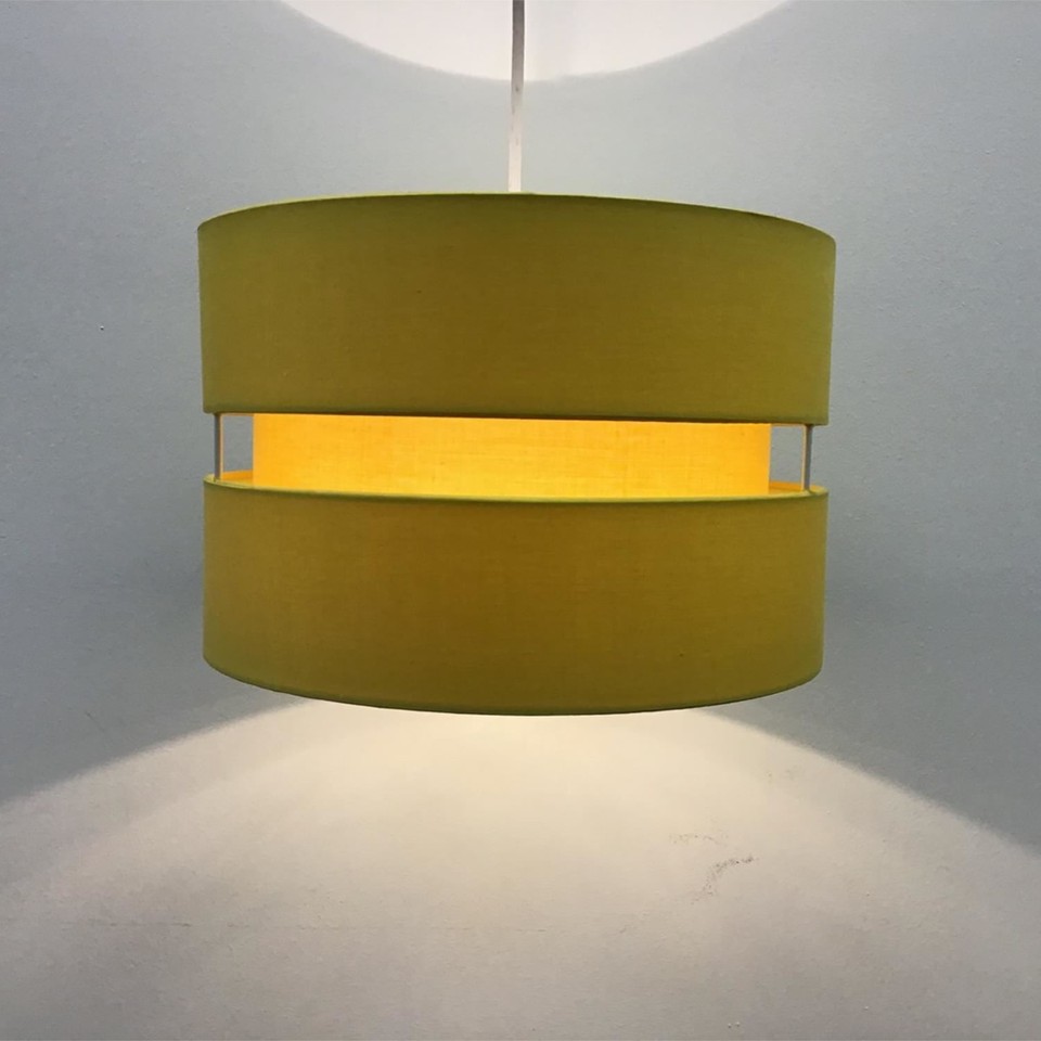 Pair of Modern Ochre Yellow Mustard Easy Fit Ceiling Light Shade ...