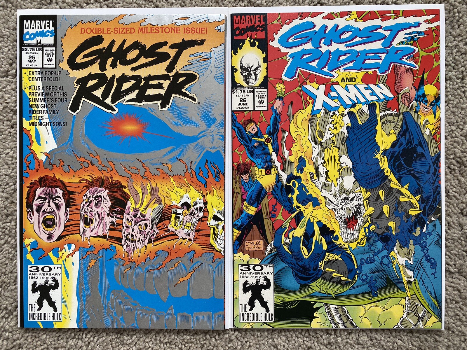 GHOST RIDER #25 #26 SET OF 2 NM DOUBLE-SIZED ISSUE & X-MEN APP MARVEL ...