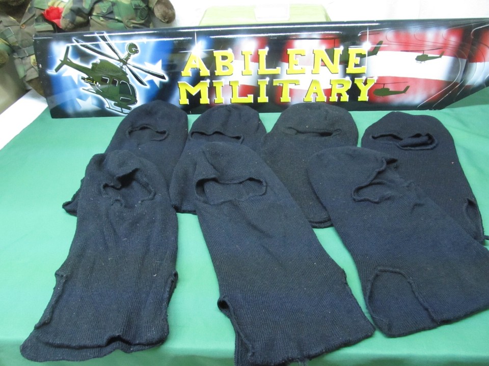 US MILITARY ISSUE ARMY BALACLAVA SURPLUS BLACK WOOL HOOD HAT MASK COLD ...