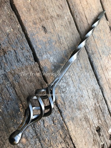 HAND CRAFTED WROUGHT IRON FIRE POKER 19" LONG ~ PRESENT USE 4 GIFT BBQ ...