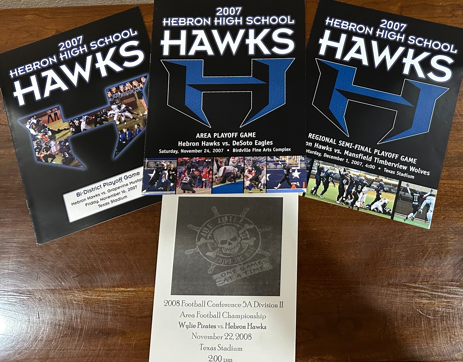 Lot of 4 Diff HEBRON HAWKS Texas High School FOOTBALL PLAYOFF Programs ...