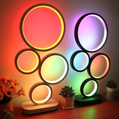 4-Circle Dimmable LED Table Lamp Modern Round Unique Design ...