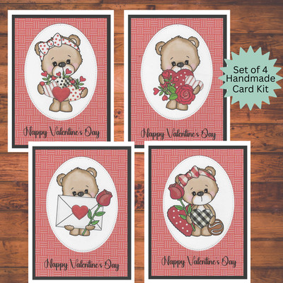Happy Valentine's Day Bear Themed Card Kit: DIY Paper Craft A2 Size w ...