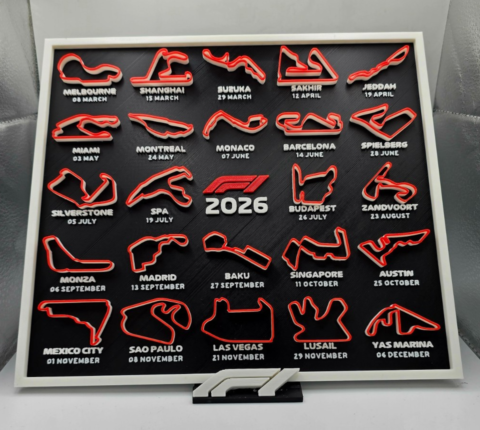 F1 2026 Race Track Display with Stand RED/WHITE F1 Logo – All Circuits ...