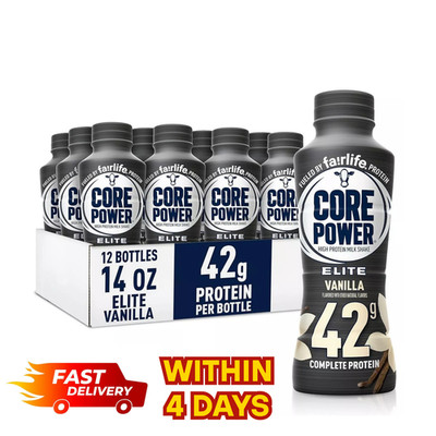 Core Power Elite High Protein Shake, Vanilla, 42g Bottle, 14oz, 12 Pack ...