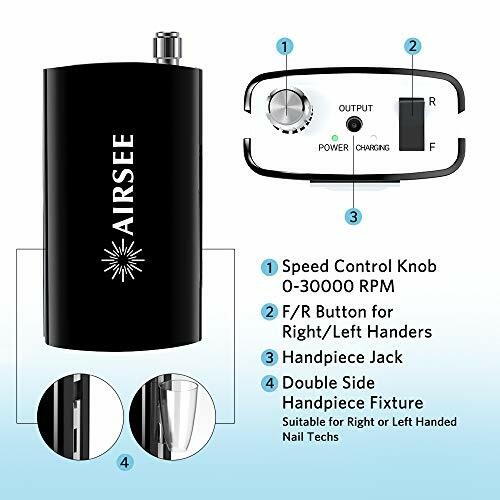 AIRSEE Rechargeable 30000RPM Electric Nail Drill Professional Assorted ...