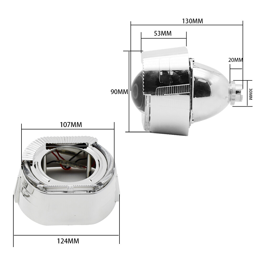 2.5" Bi Xenon HID Projector Retrofit Headlight Lens Square Angel Eyes ...