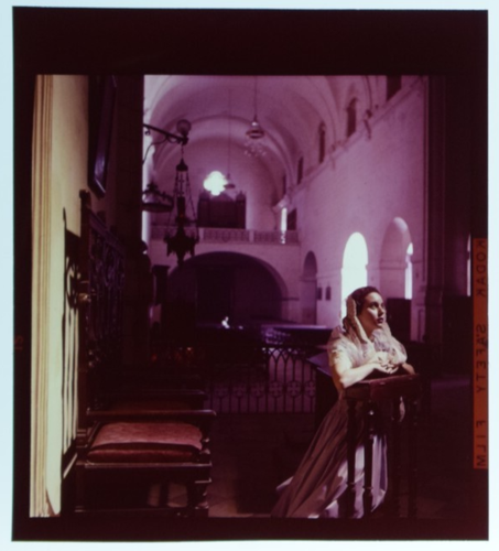 1953 Girl Praying in Church San Juan Puerto Rico Kodak Transparency ...