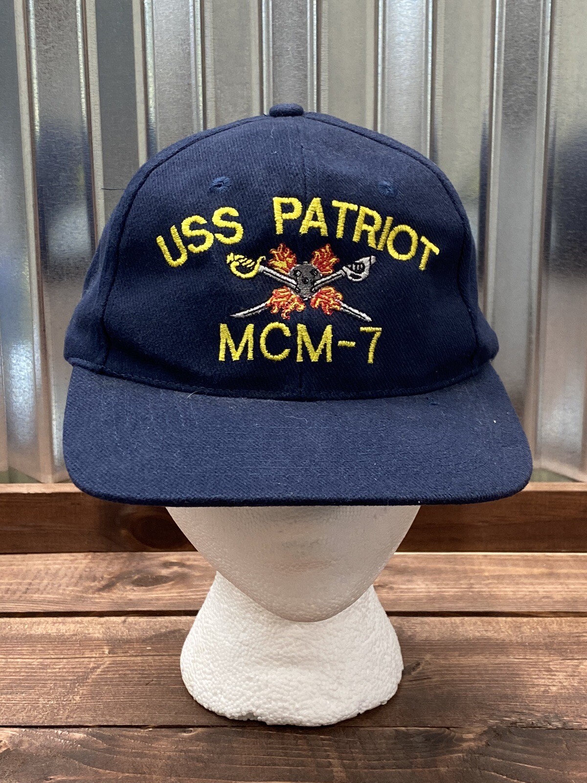 USS PATRIOT MCM-7 Navy Countermeasure SHIP HAT - NAVY BLUE Snapback Hat ...