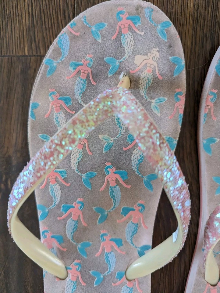 Size US 4/5 Youth Reef Girl Glitter Mermaids Flip Flops Pink | eBay