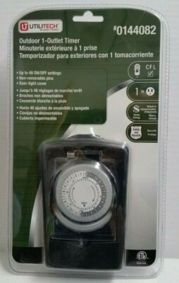 Utilitech 1-Outlet Outdoor Daily Timer Mechanical Grounded TM12DOLBL ...