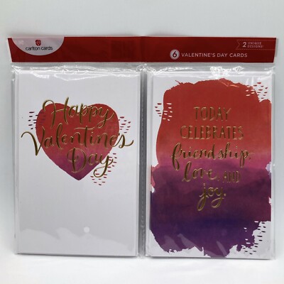 Pink & Purple Love & Friendship Valentine's Day Cards 6-Pack 2 Unique ...