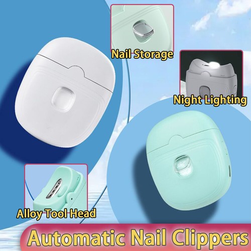 USB Electric Fingernail Clippers Automatic W/ Light Trimmer Nail Cutter ...