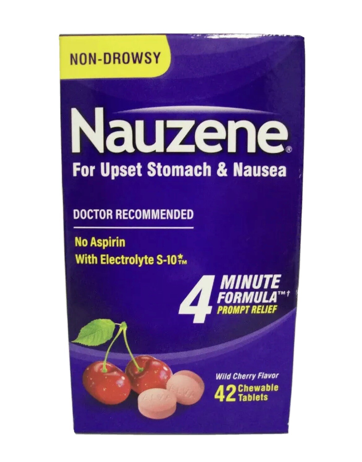 (1) Nauzene Upset Stomach And Nausea 42 Tablets Wild Cherry NEW ...