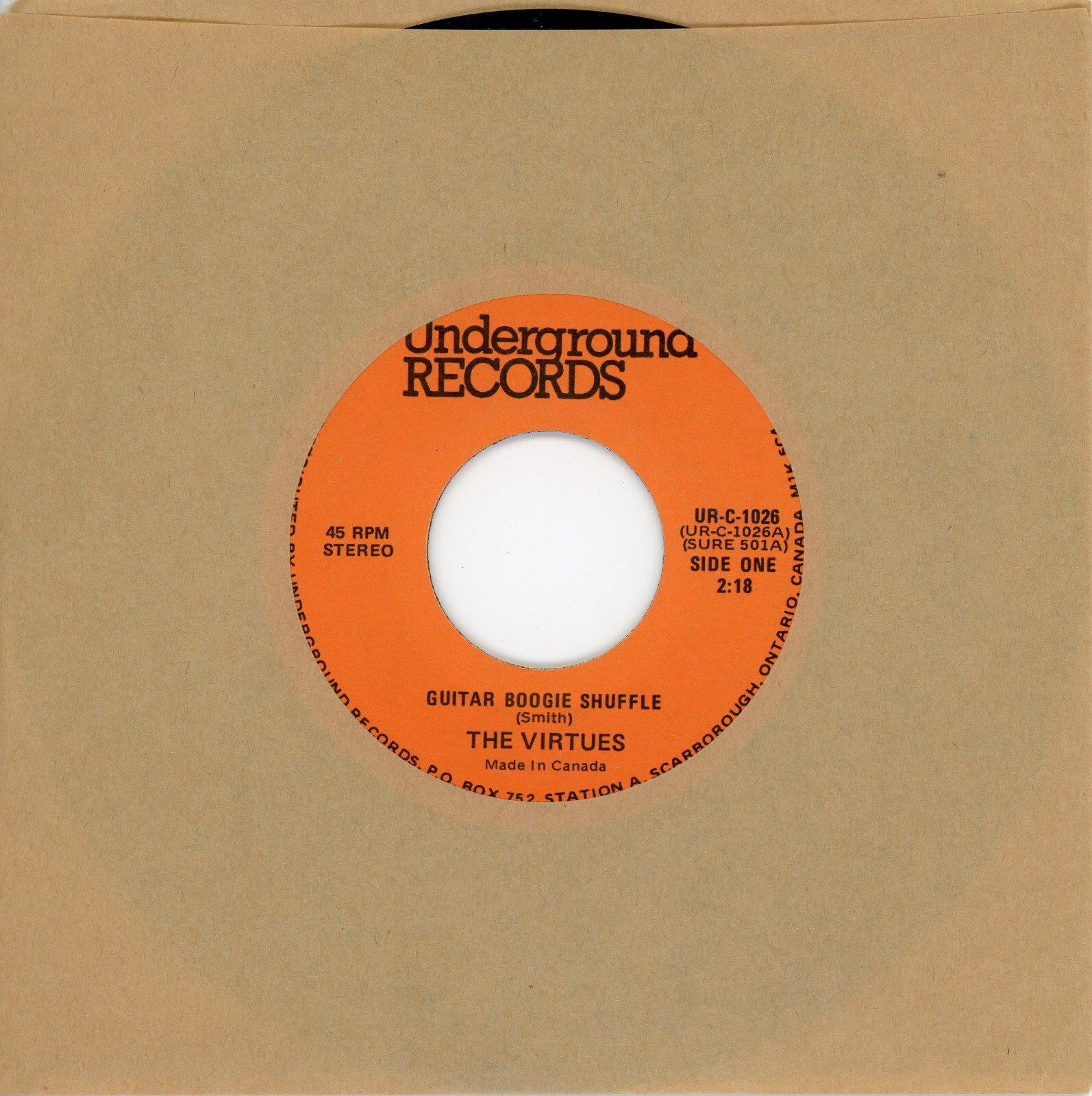 VIRTUES Guitar Boogie Shuffle/STRING-A-LONGS Wheels UNDERGROUND 45rpm ...