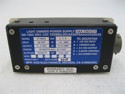 KGS ELECTRONICS LIGHT DIMMER POWER SUPPLY PN: LT-48(H) ***KNOWN INOP*** | eBay