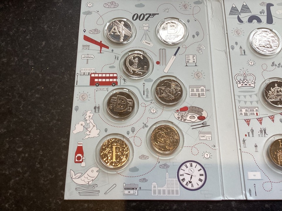 A to Z Alphabet 10p coins. Dated 2019. FULL SET in 2019 RM Album. BU A ...